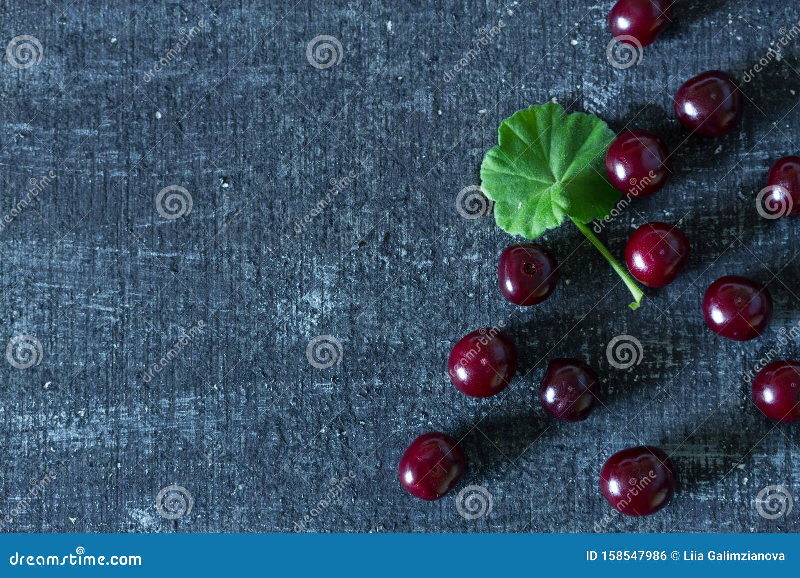 Fresh Cherry on Black Background Stock Photo - Image of garden, juicy ...