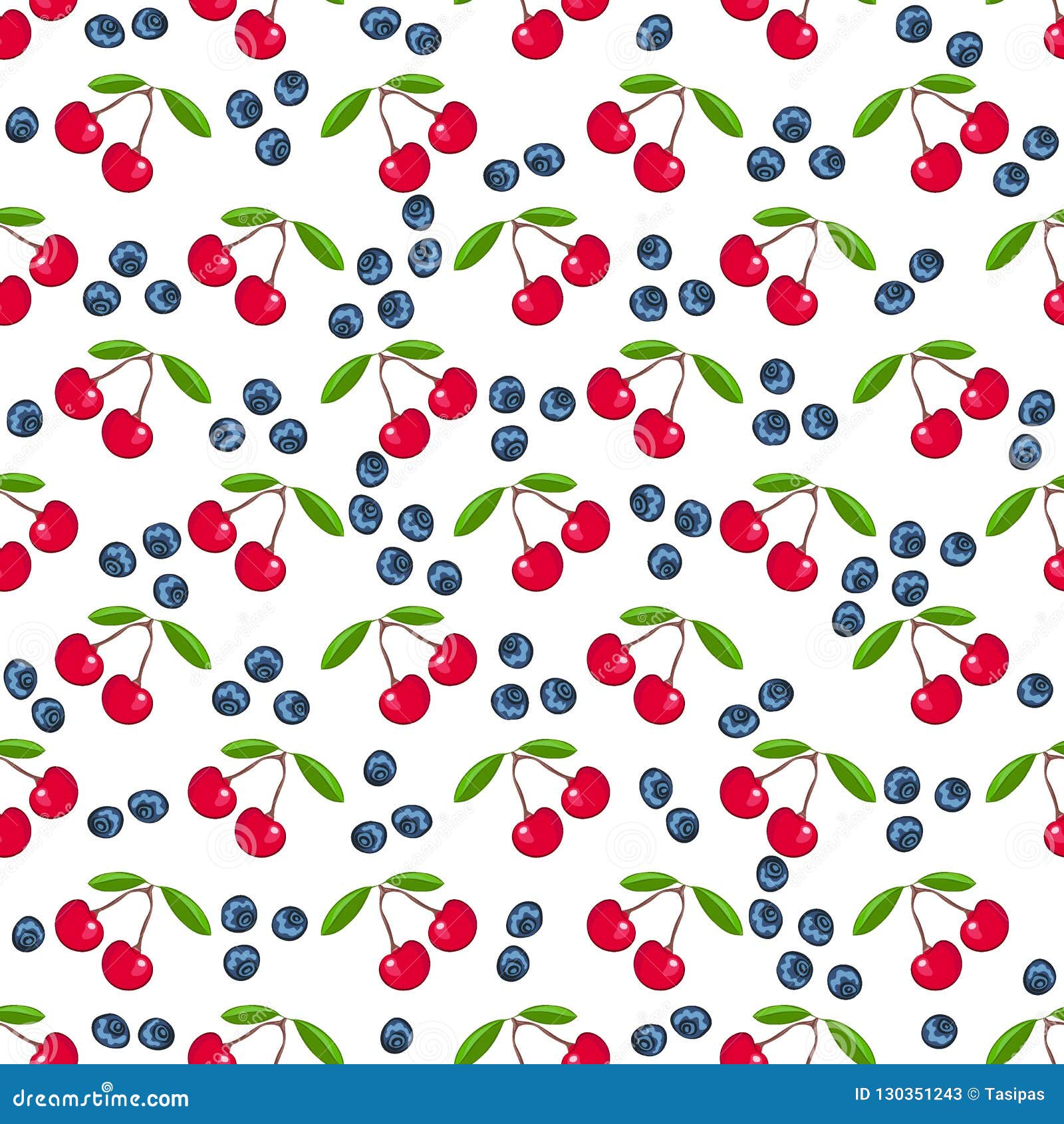 Fresh Cherry, Blueberry on White Seamless Pattern Stock Vector ...