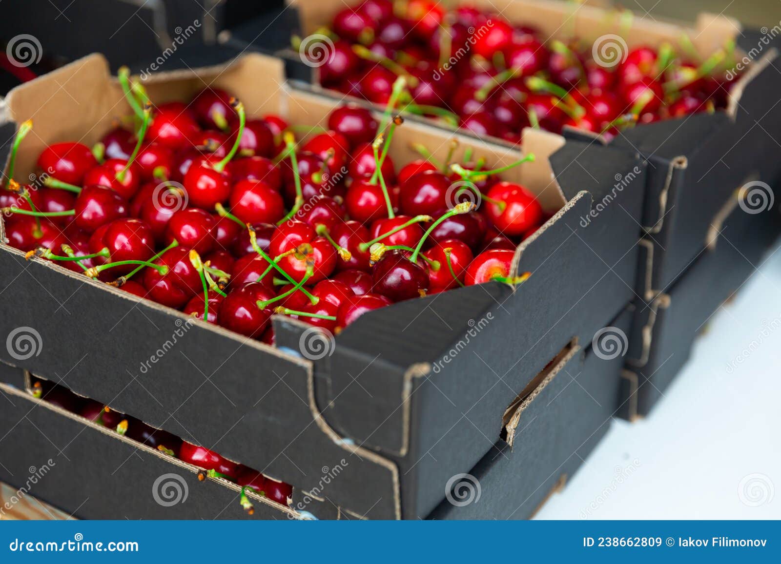 Fresh Cherry on Counter in Supermarket Stock Image - Image of ripe ...