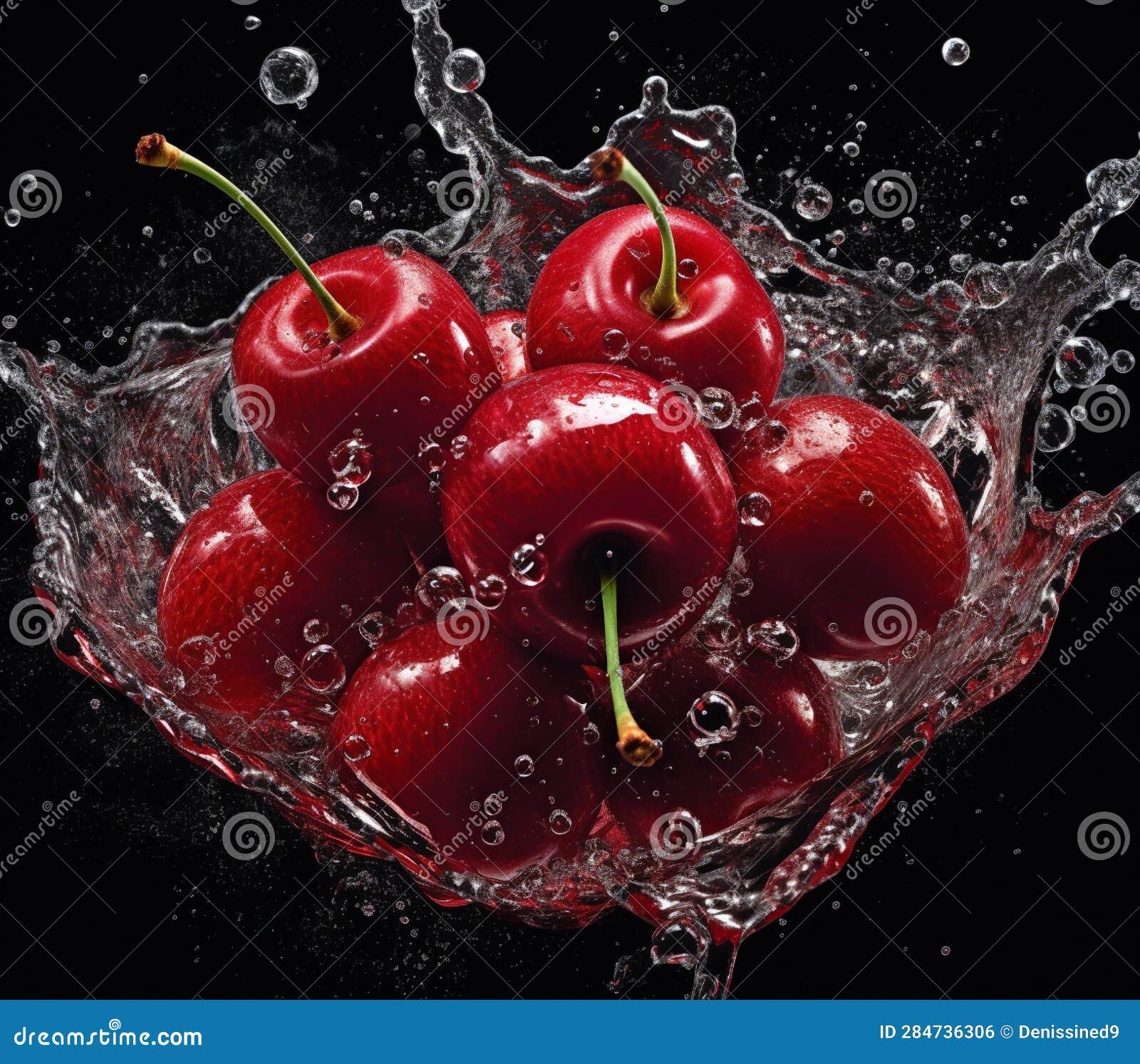Fresh Cherry with Drops of Water Stock Illustration - Illustration of ...