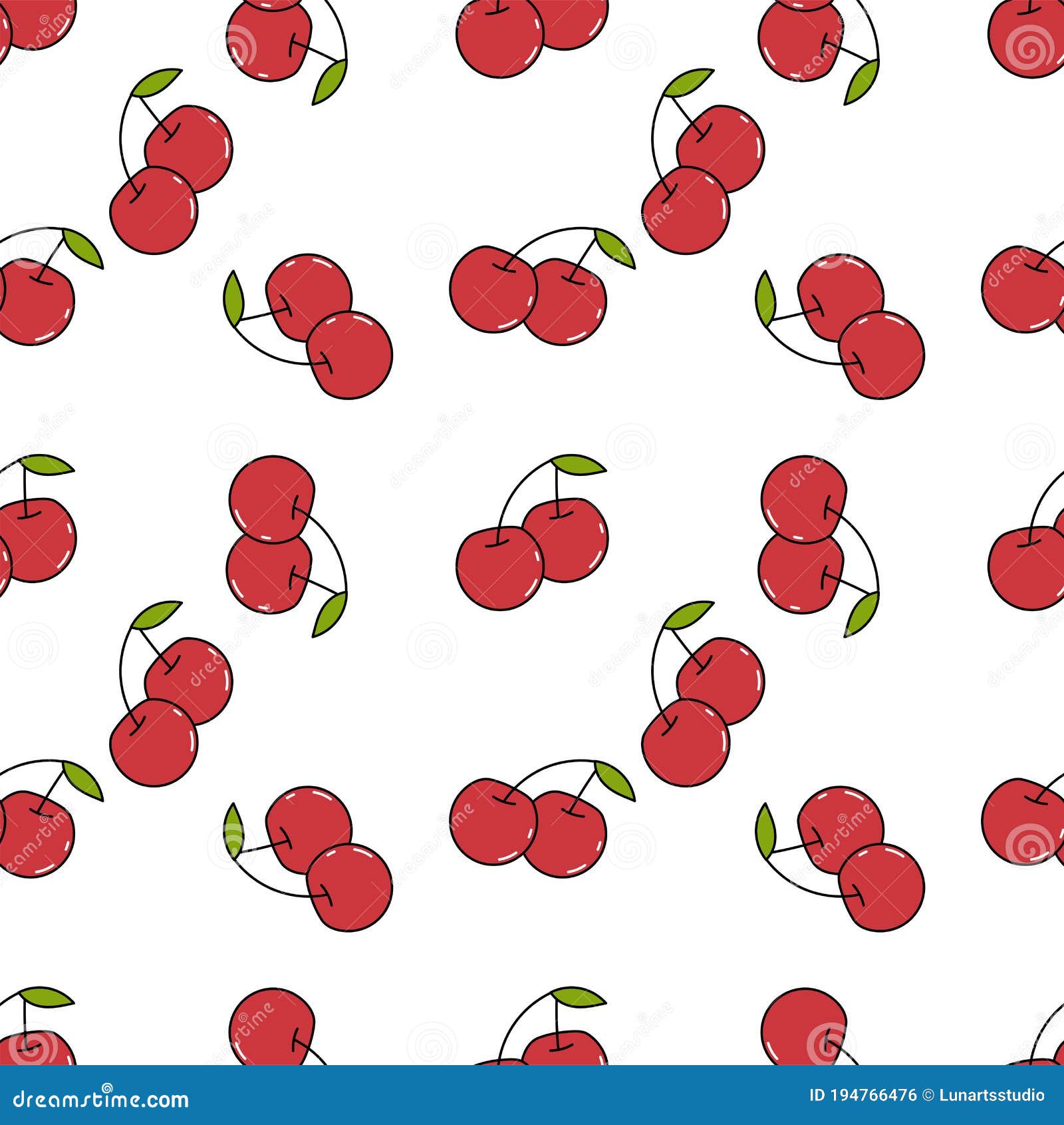 Fresh Cherry Hand Drawn Background. Doodle Wallpaper Vector Stock ...