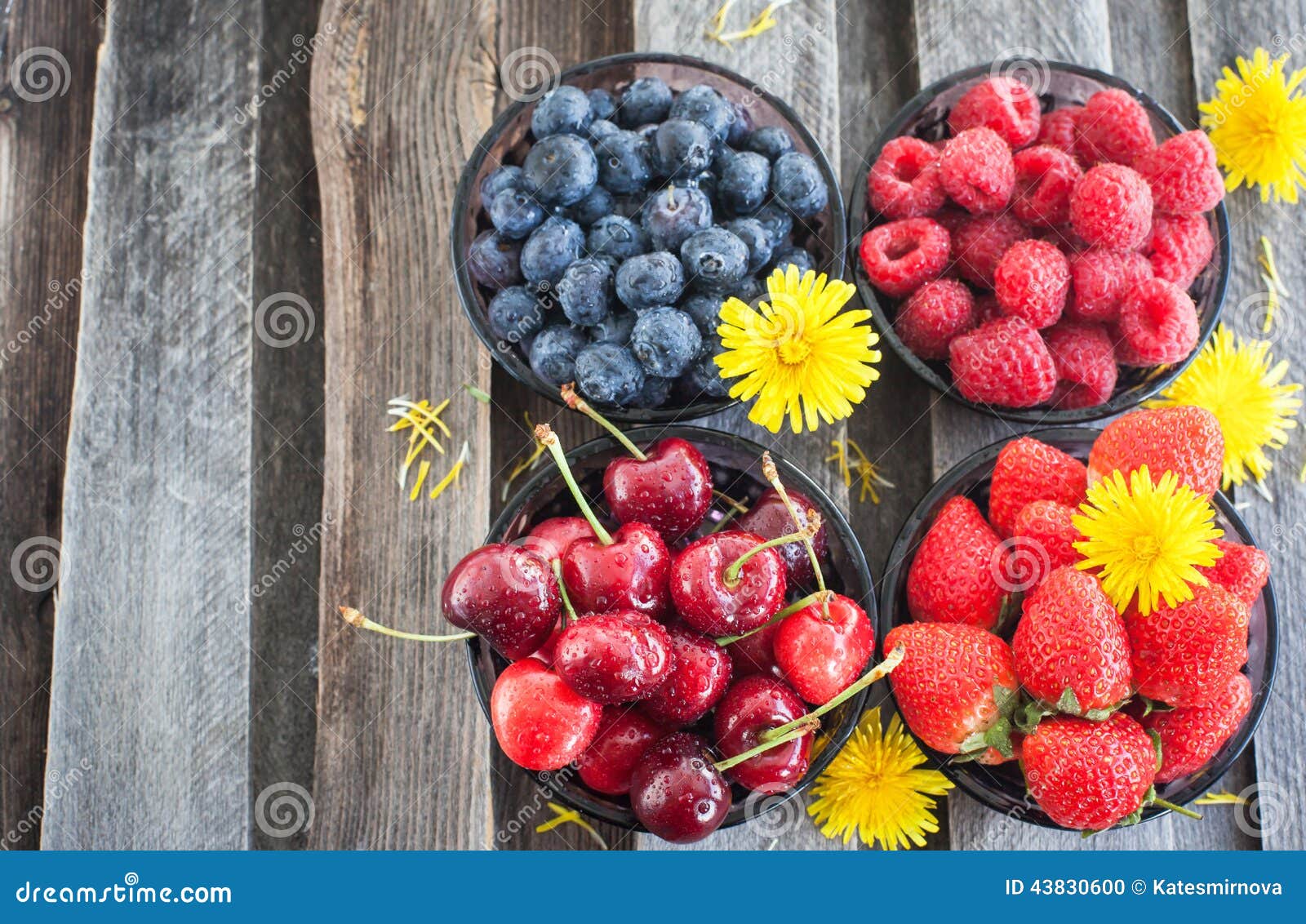 Fresh Cherry, Strawberry, Blueberry and Raspberry Stock Photo - Image ...