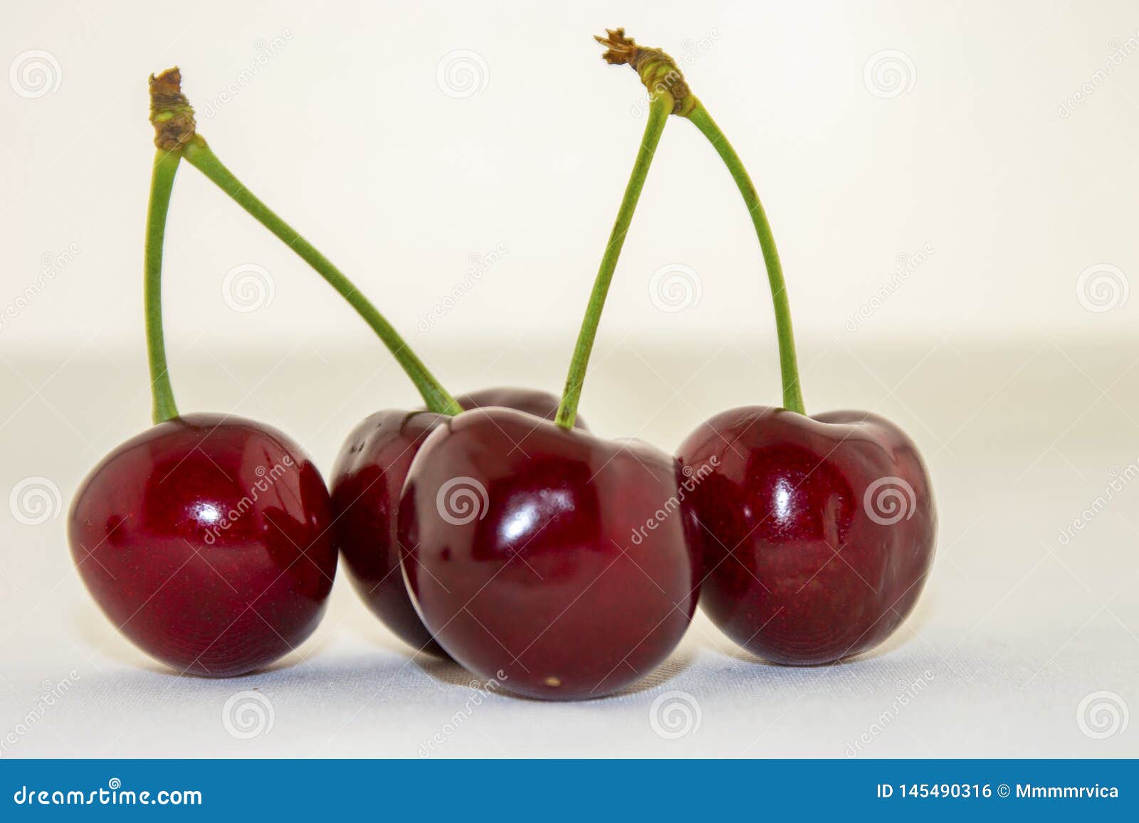 Fresh Cherry on a White Background Stock Photo - Image of cherry ...