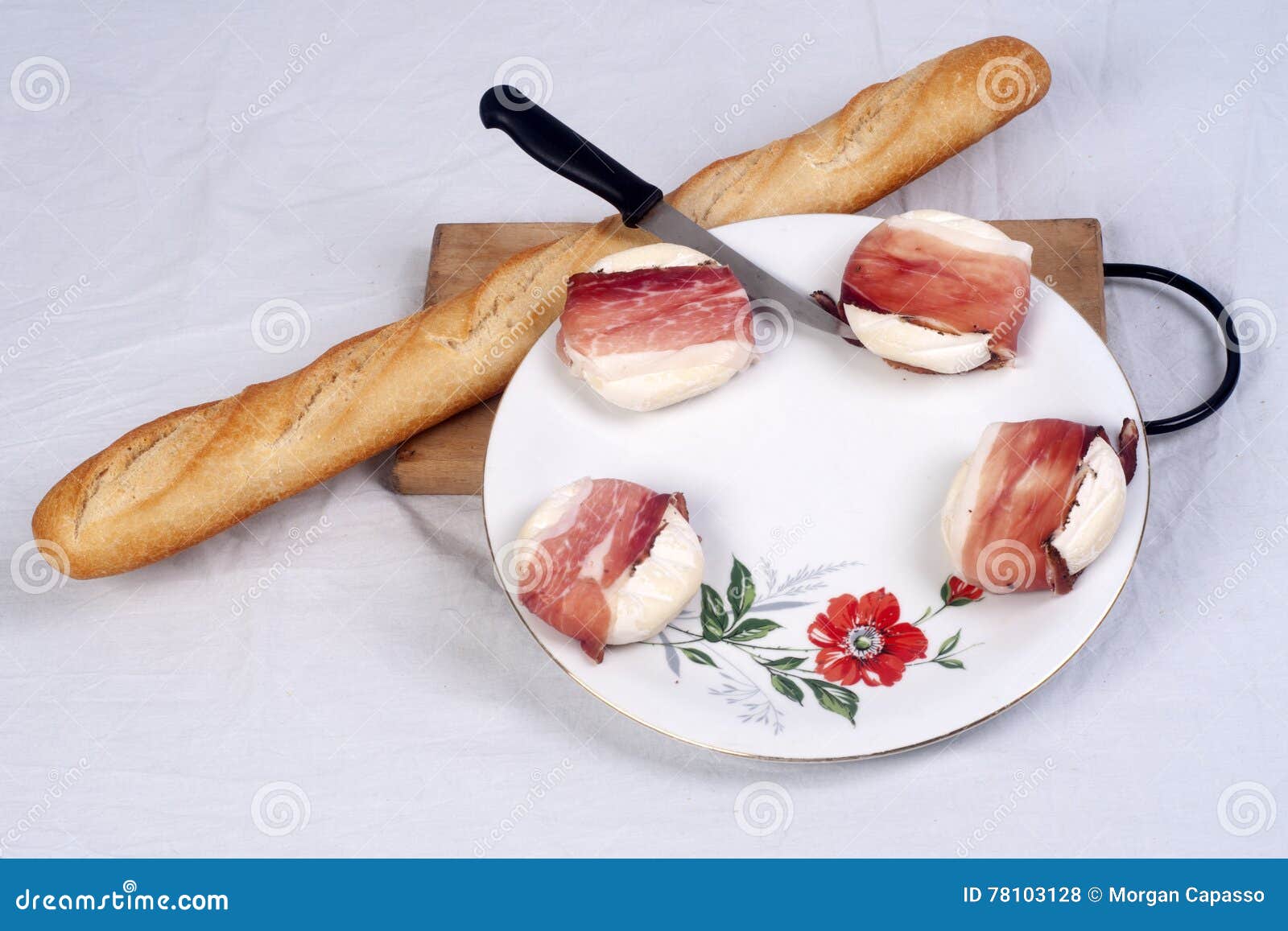 Fresh Chese and Baguette on Display Stock Photo - Image of fresh ...