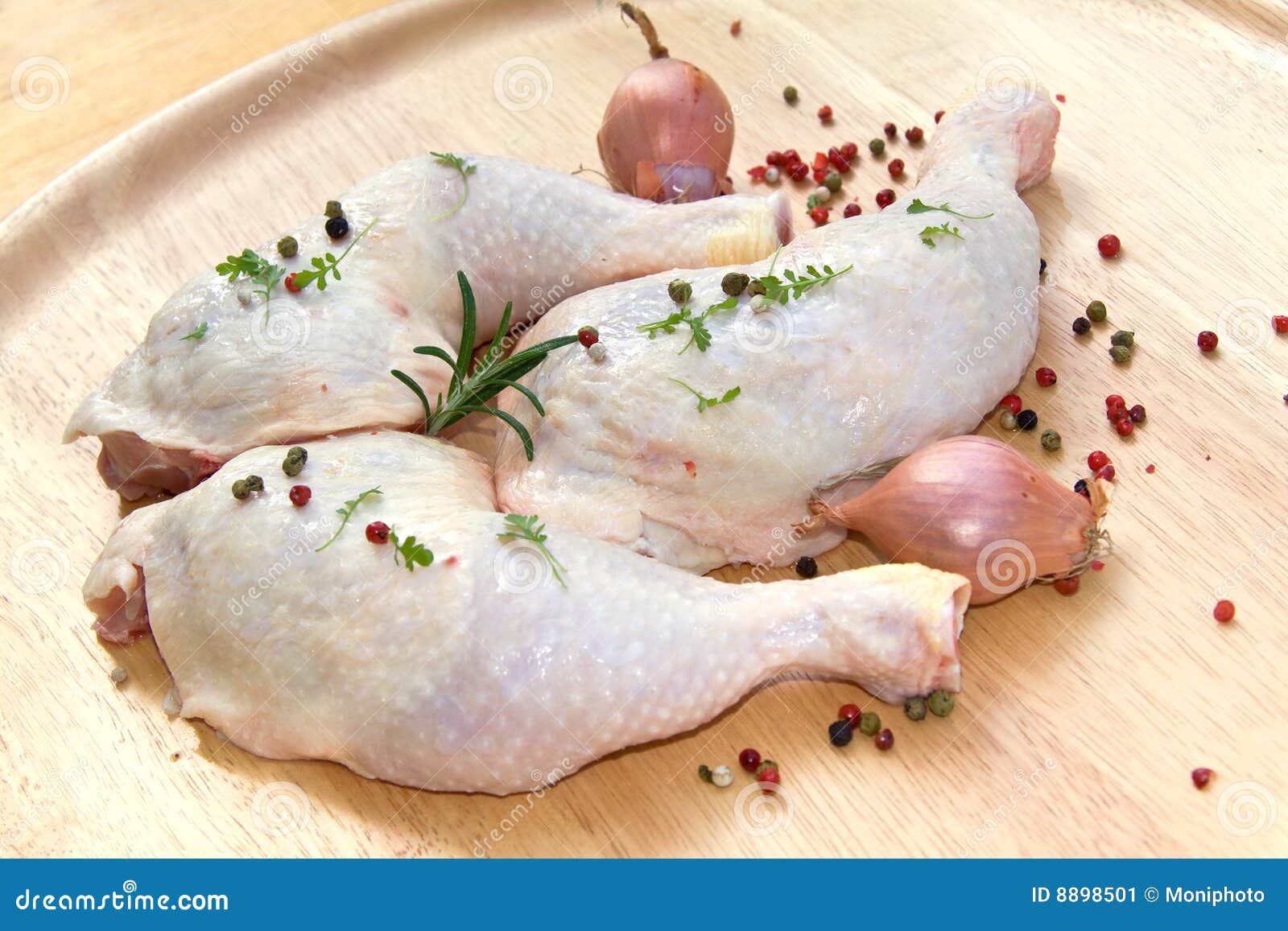 Fresh Chicken Leg with Cress and Peppercorn Stock Image - Image of ...