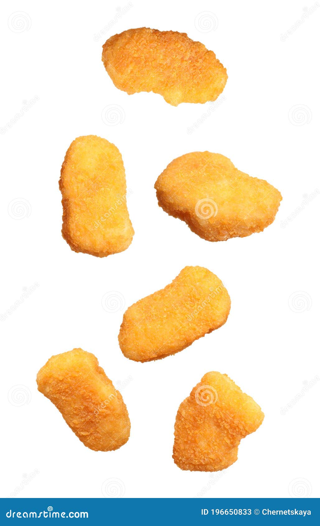 Fresh Chicken Nuggets Falling on White Background Stock Image - Image ...