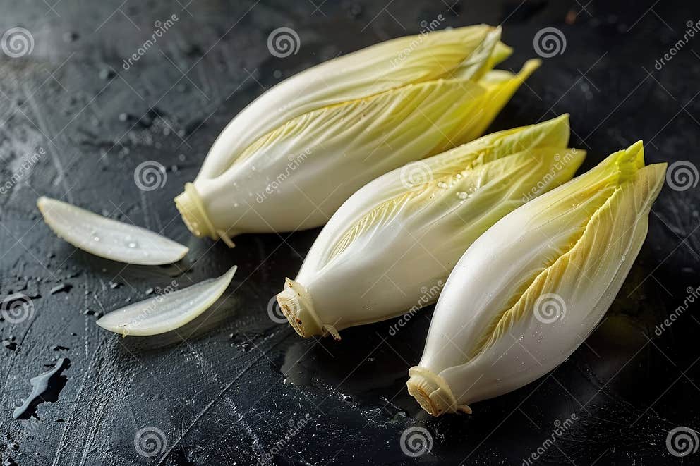 Fresh Chicory on Dark Surface Stock Illustration - Illustration of ...