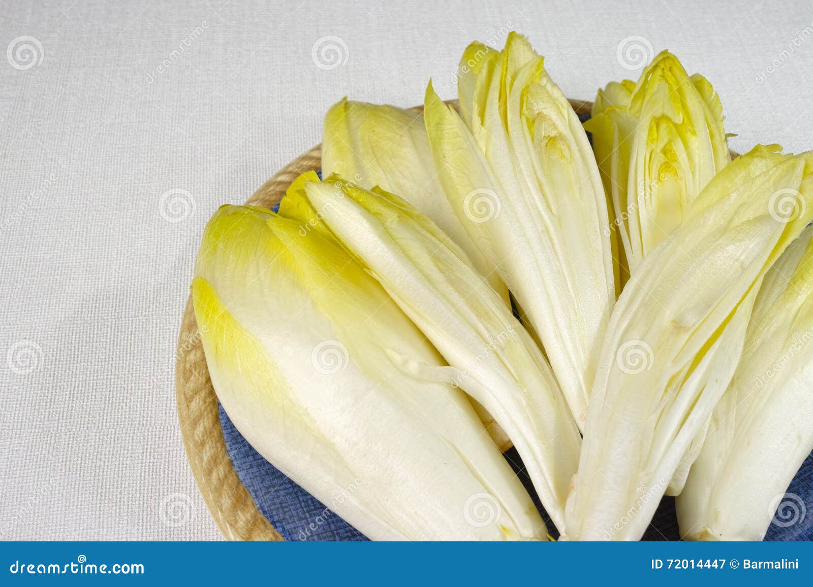 Fresh Chicory Salad Leaves Placed on a Blue Plate Stock Image - Image ...