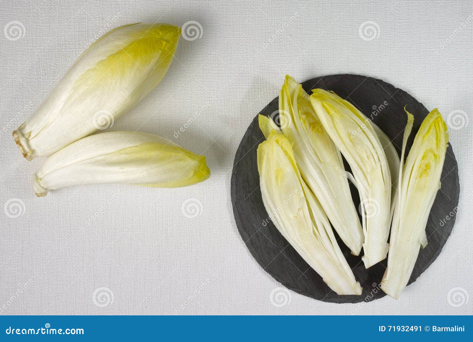 Fresh Chicory Salad Leaves Placed on a Grey Stone Board Stock Image ...