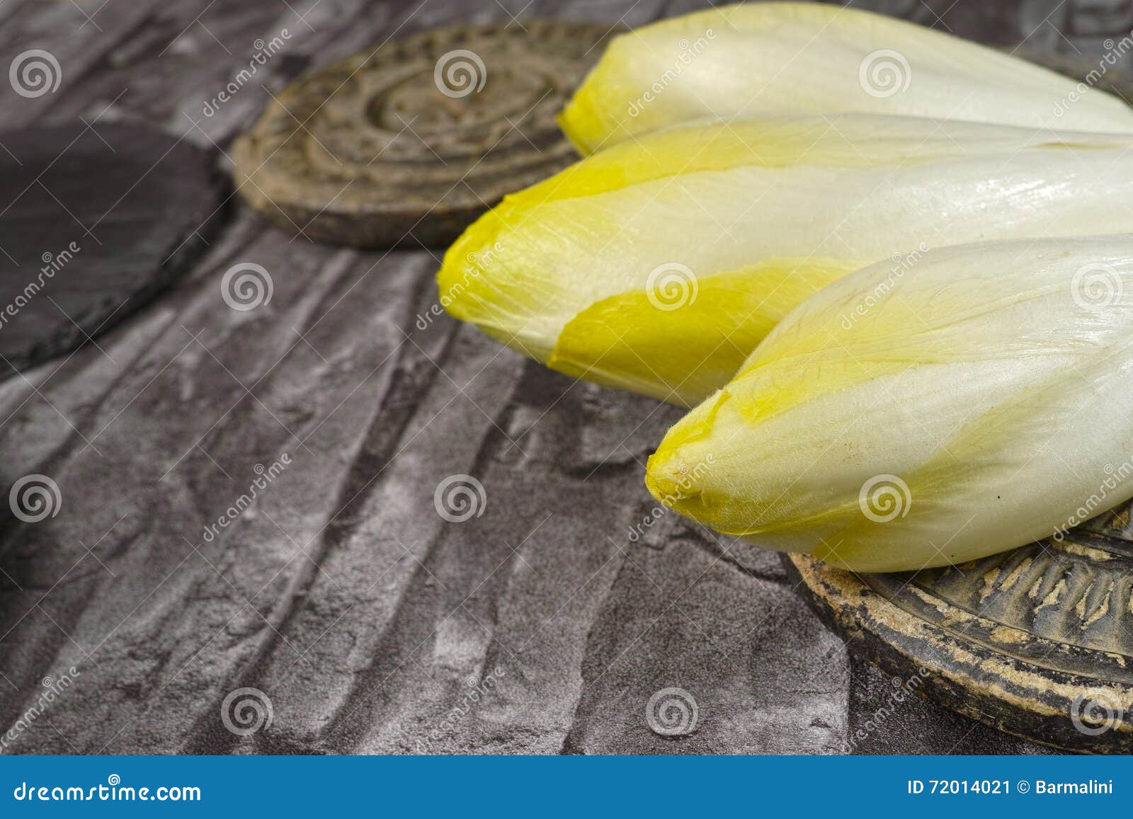 Fresh Chicory Salad Leaves Placed on a Grey Stone Boards Stock Image ...