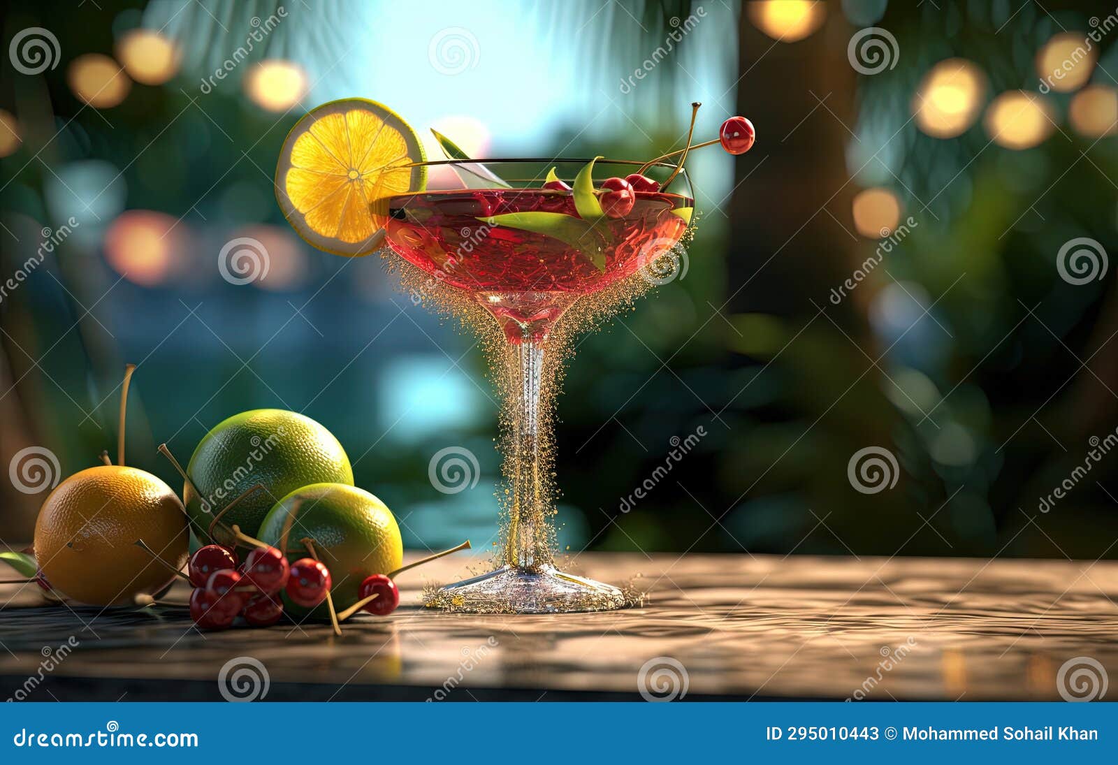 Fresh Chilled Craft Cocktail on Colourful Blurry Background Stock Image ...
