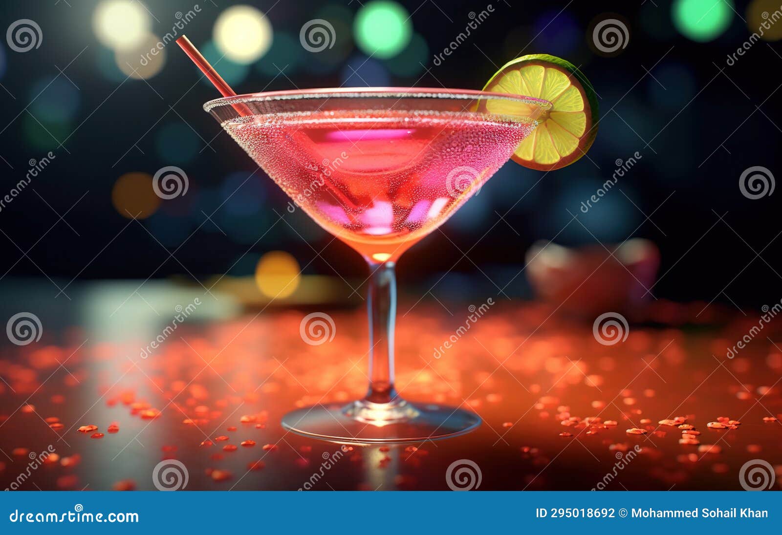 Fresh Chilled Craft Cocktail on Colourful Blurry Background Stock Photo ...