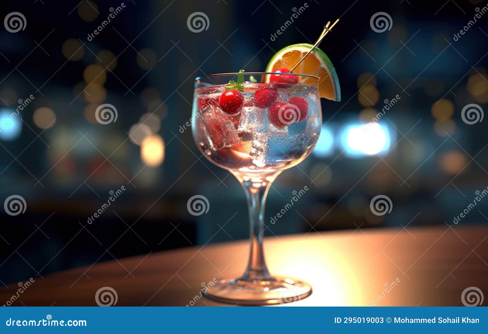 Fresh Chilled Craft Cocktail on Colourful Blurry Background Stock Image ...