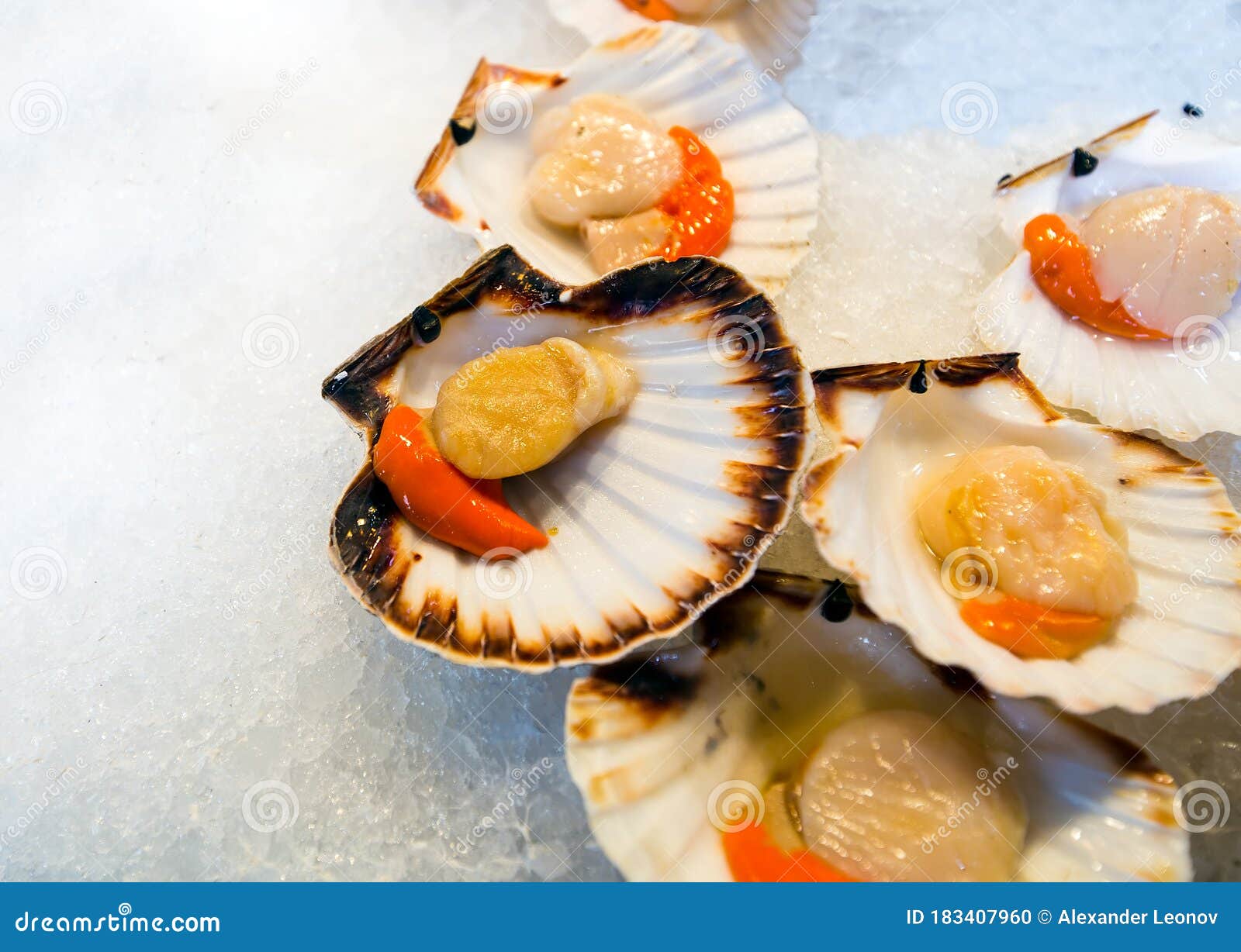 Fresh chilled shellfish stock photo. Image of mackerel - 183407960