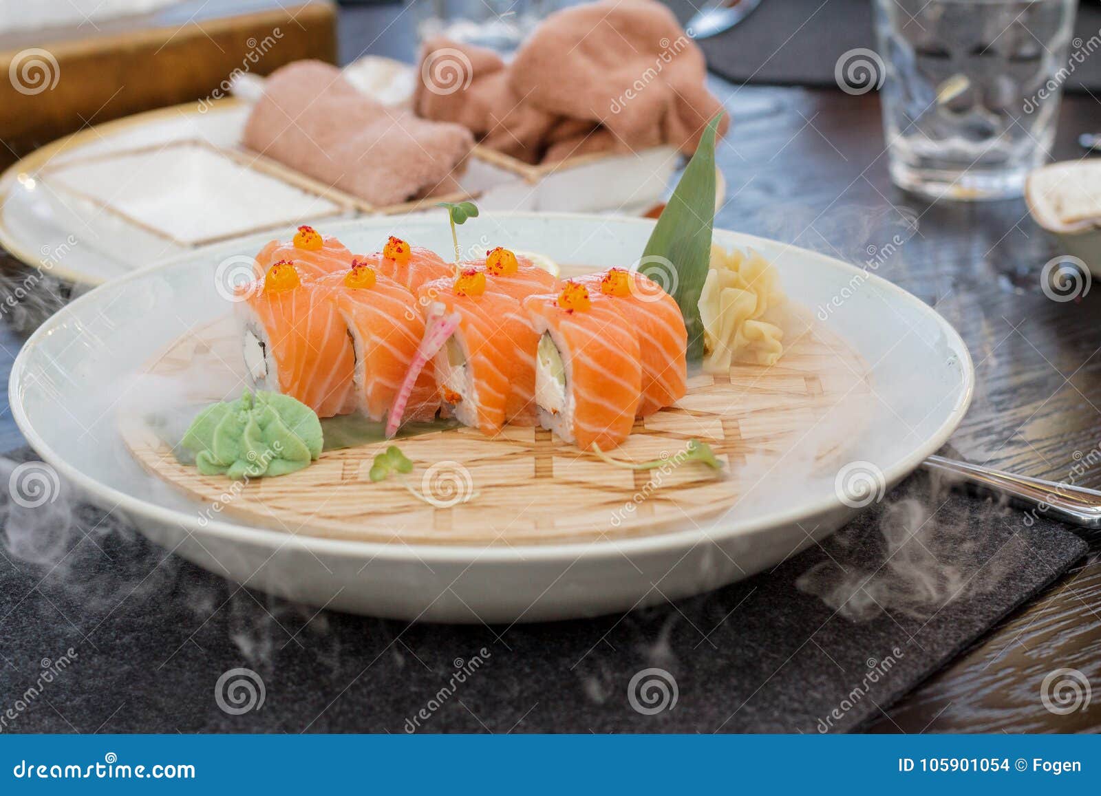 Fresh chilled sushi. stock photo. Image of diet, cold - 105901054