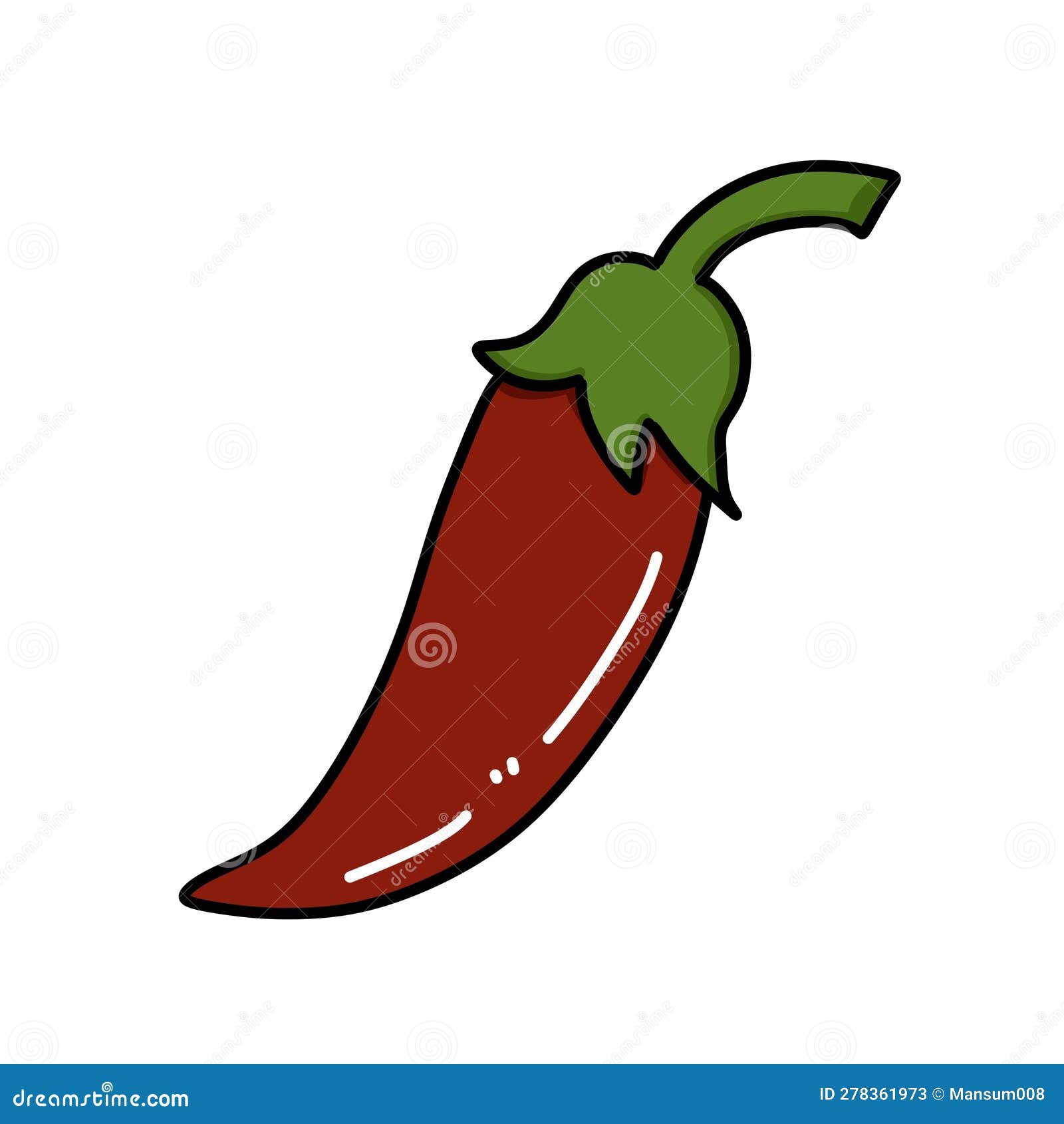 Fresh Chilli Pepper With Hand Drawing Or Sketch Style. Sketch Of ...