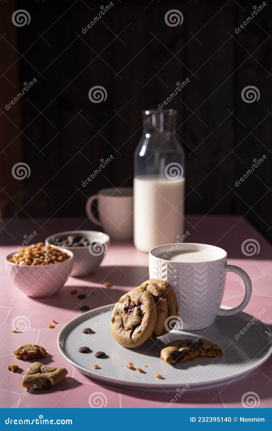 Fresh Chocolate Ship Cookies and Milk Stock Photo - Image of chocolate ...