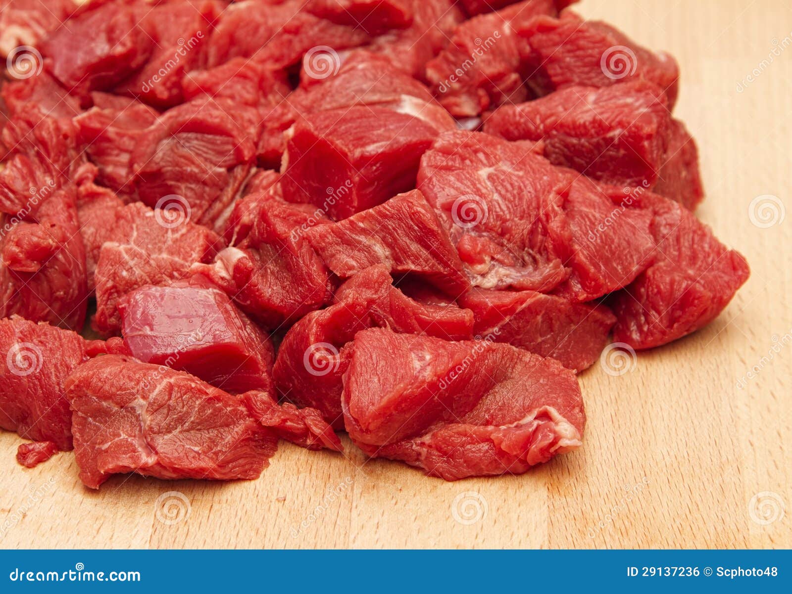 Fresh Chopped Beef Steak on Chopping Board Stock Photo - Image of ...