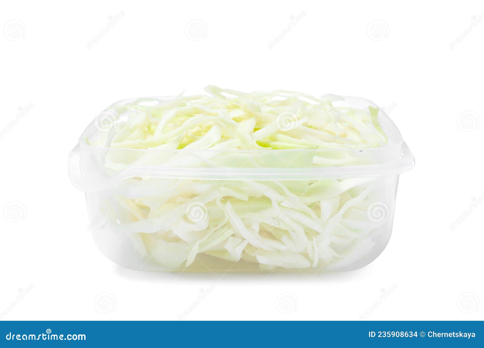 Fresh Chopped Cabbage in Plastic Container Isolated on White Stock ...