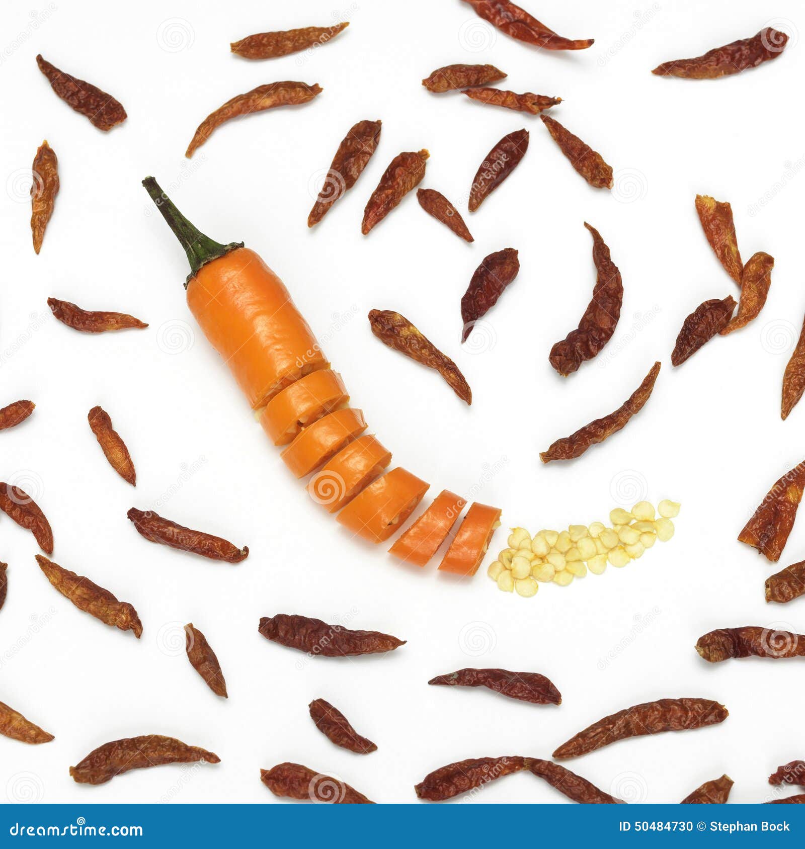 Fresh Chopped Chilli with Dried Chillies, Close-up Stock Photo - Image ...