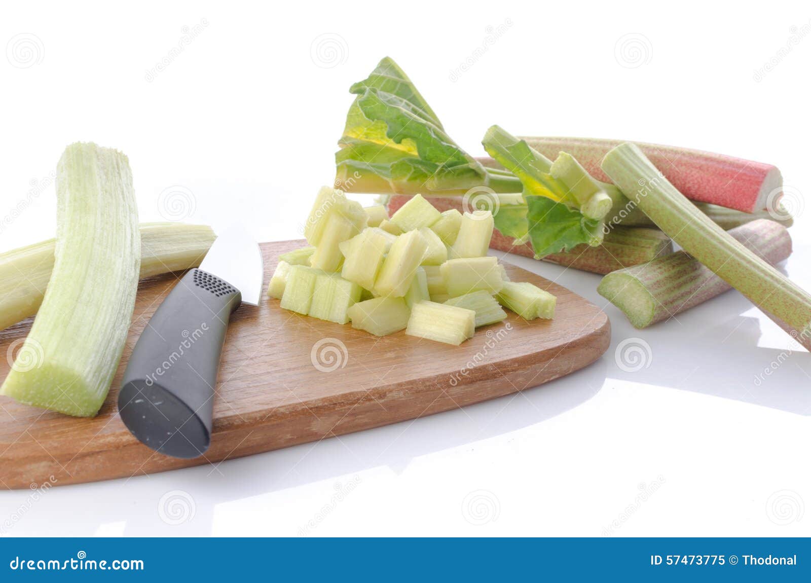 Fresh chopped rhubarb stock image. Image of ingredient - 57473775