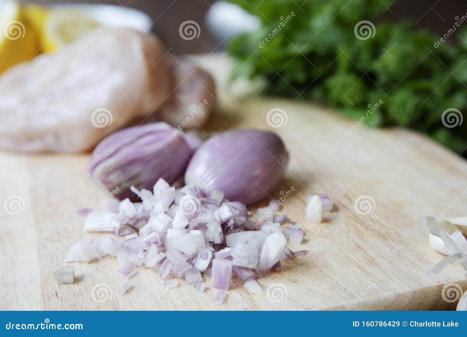 Fresh Chopped Shallots stock image. Image of flavor - 160786429