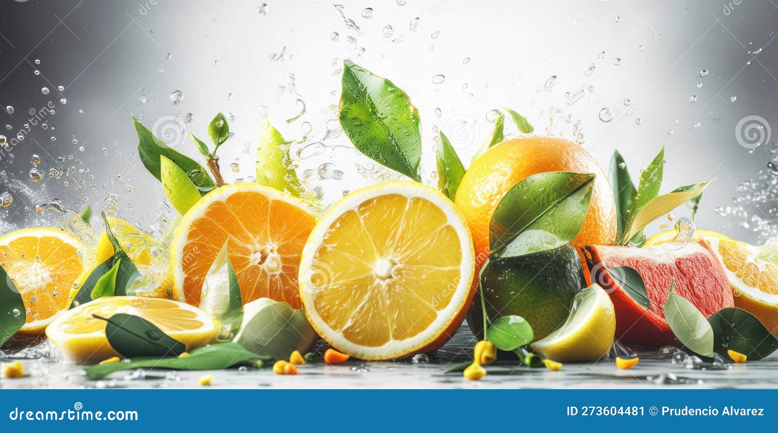 Fresh Citrus Fruit with Water Splash Stock Illustration - Illustration ...