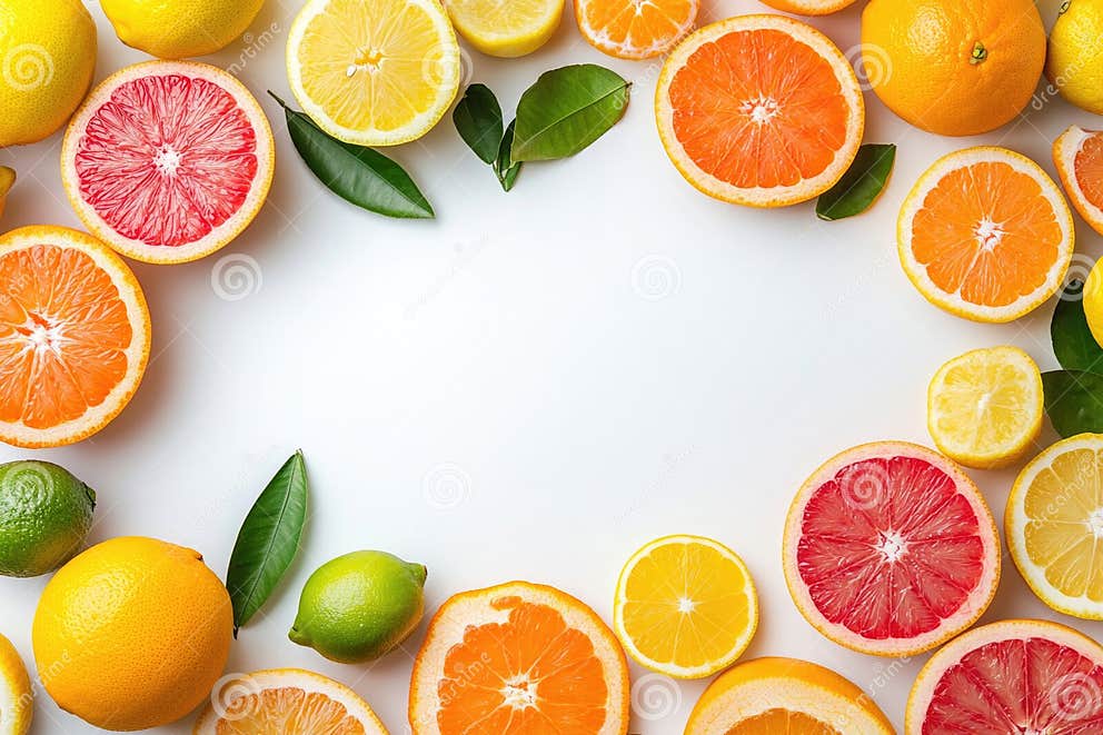 Fresh Citrus Fruits with Blank Space Stock Image - Image of healthy ...