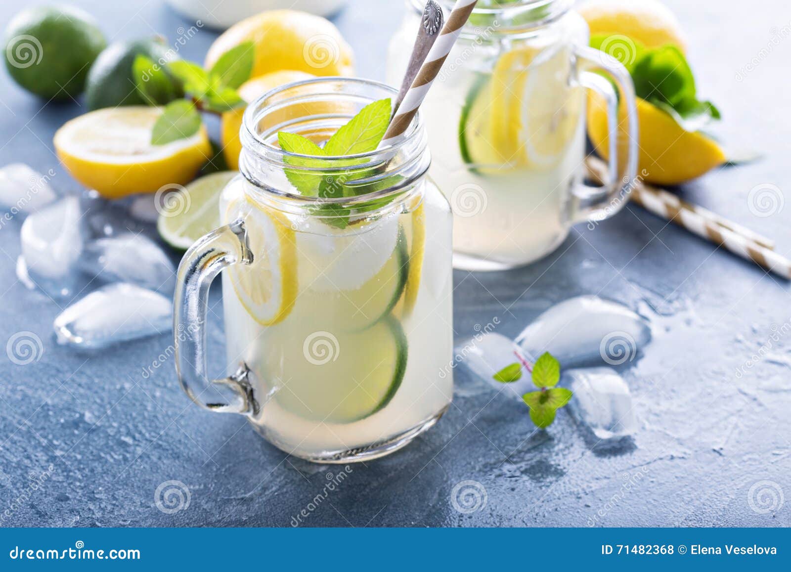Fresh Citrus Lemonade in Mason Jars Stock Photo - Image of liquid, mint ...