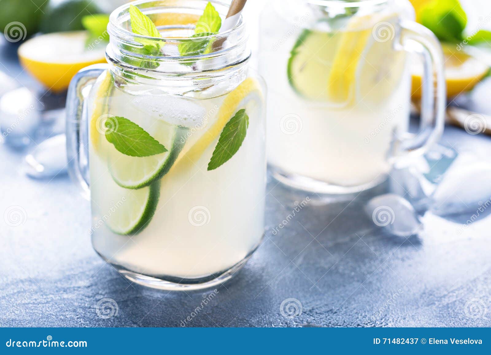 Fresh Citrus Lemonade in Mason Jars Stock Image - Image of food, green ...