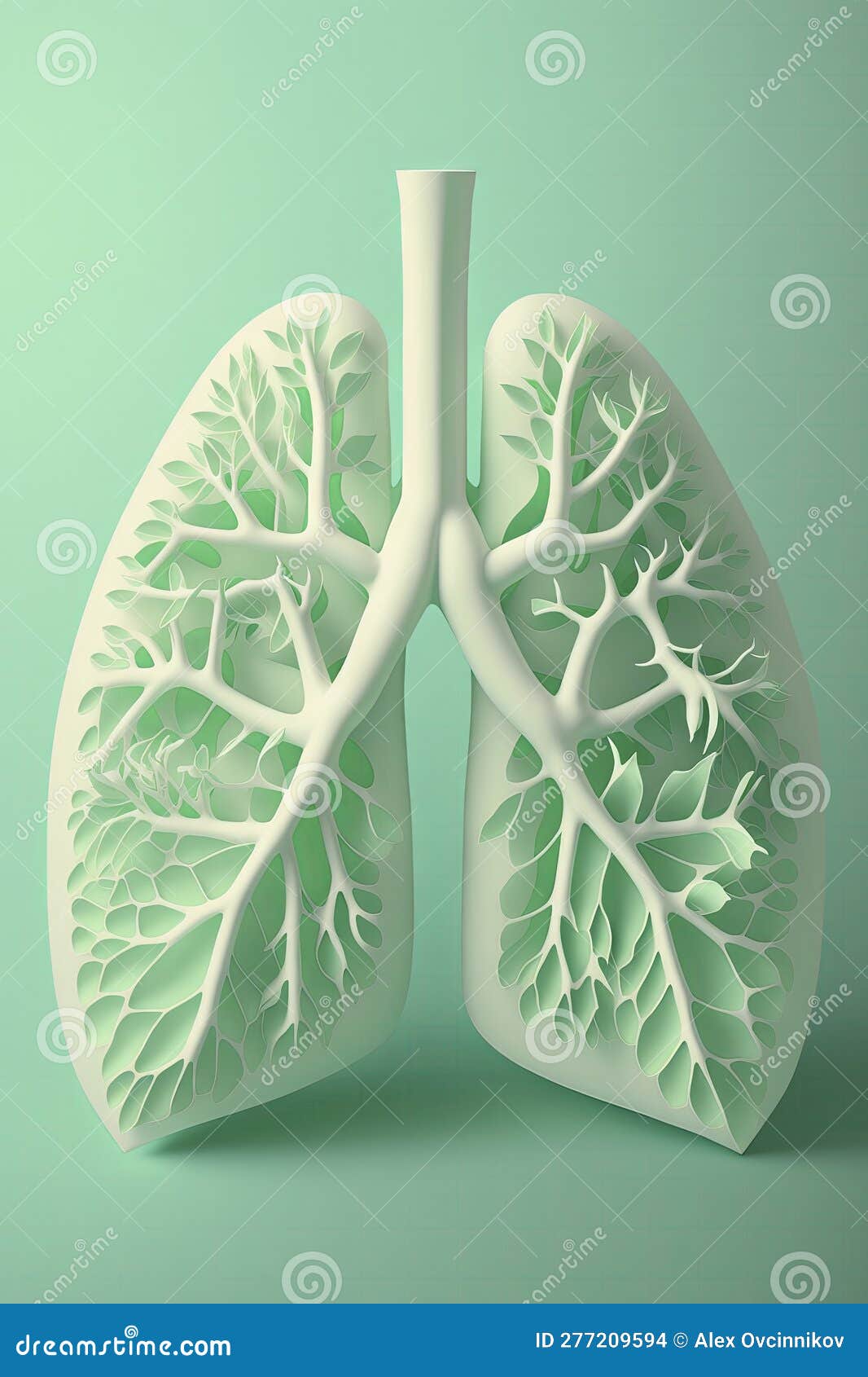 Fresh and Clean Lungs on a Light Green Background for Medical ...