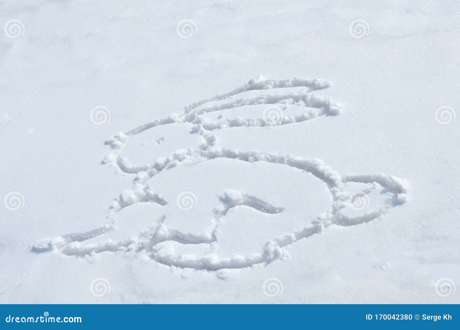 Fresh Clean Snow. Drawing of a Bunny in the Snow Stock Photo - Image of ...