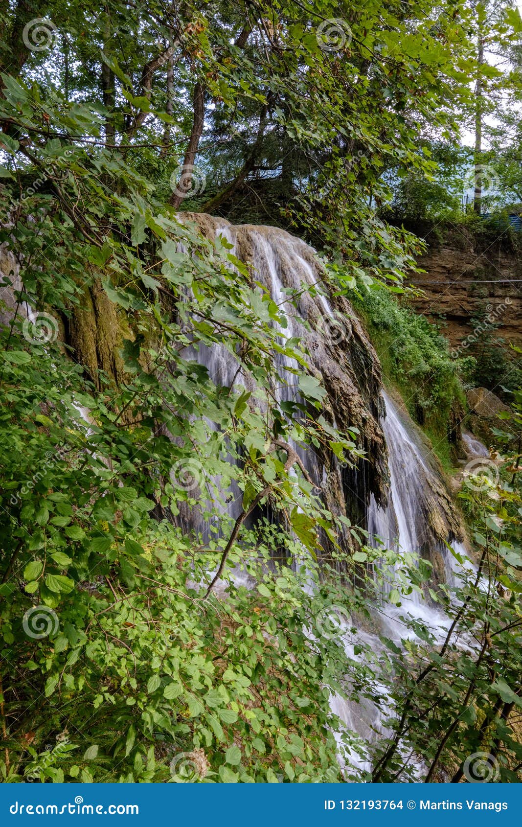 Fresh Clean Waterfall in Summer Stock Photo - Image of summer ...
