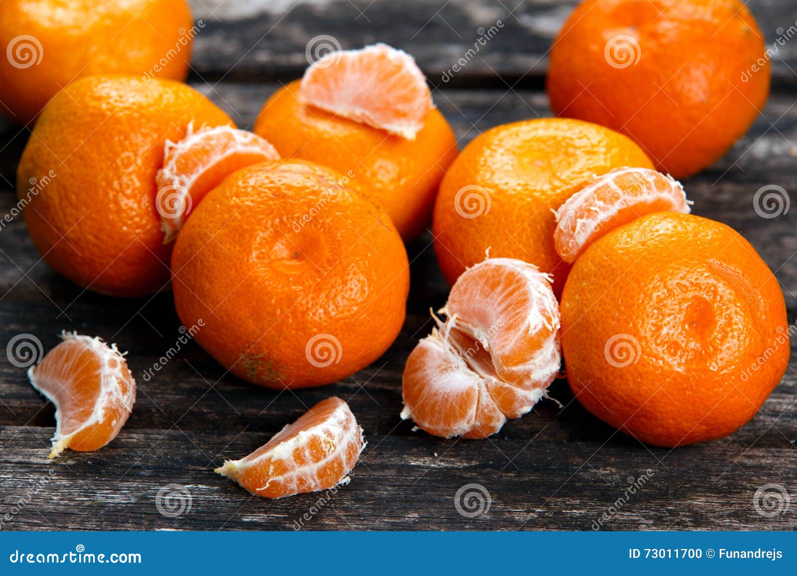 Fresh Close Up Tangerines on Old Wooden Table. Stock Photo - Image of ...