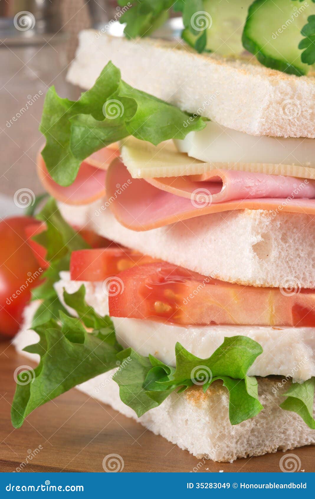 Fresh Club Sandwich in Rustic Kitchen Setting Stock Image - Image of ...