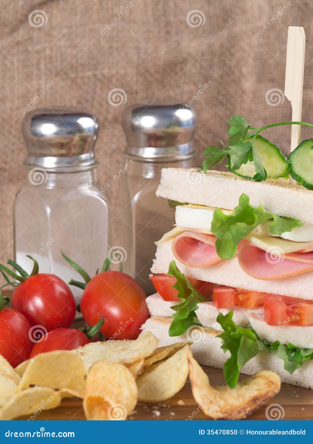 Fresh Club Sandwich in Rustic Kitchen Setting Stock Photo - Image of ...