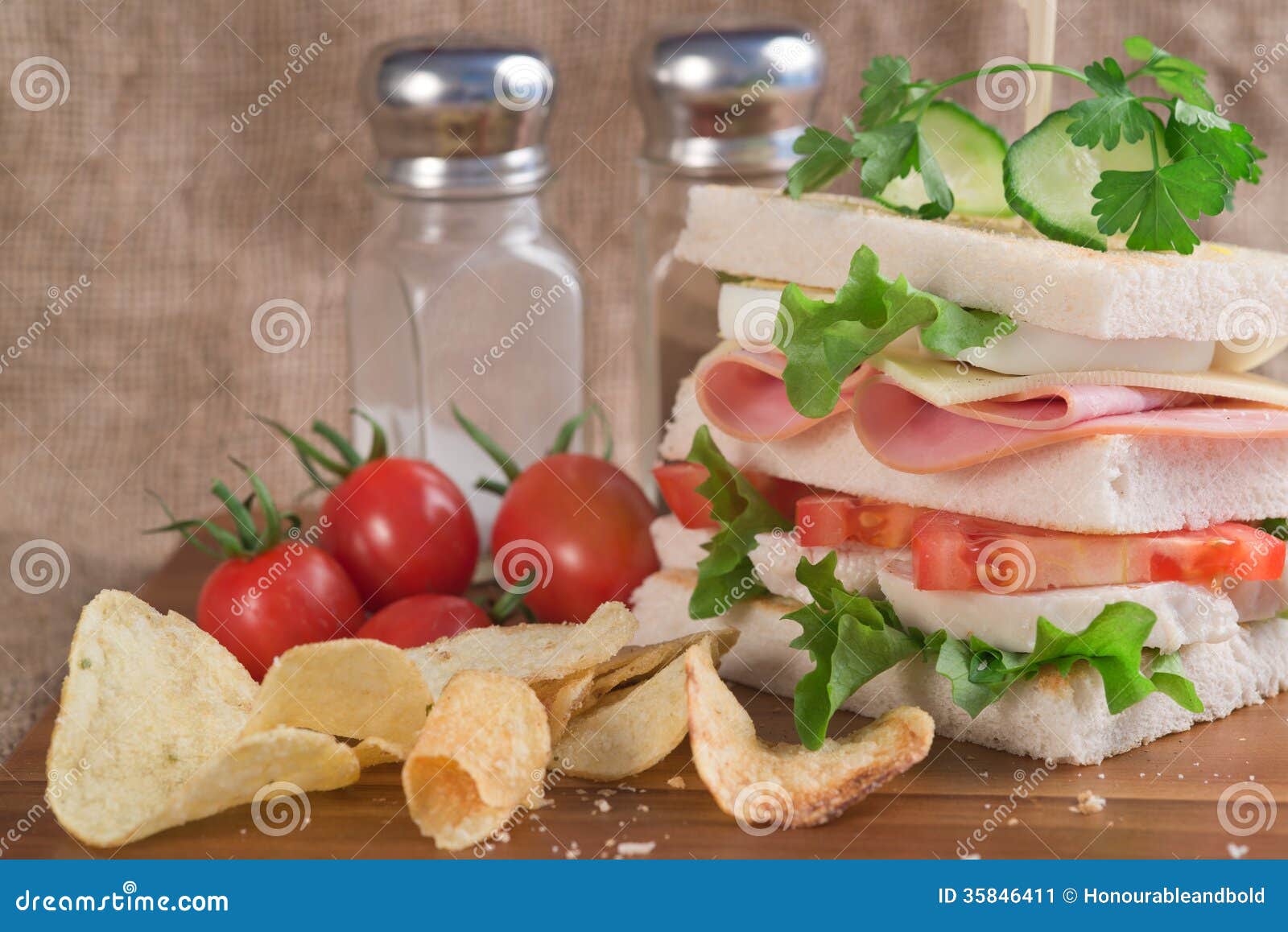 Fresh Club Sandwich in Rustic Kitchen Setting Stock Image - Image of ...