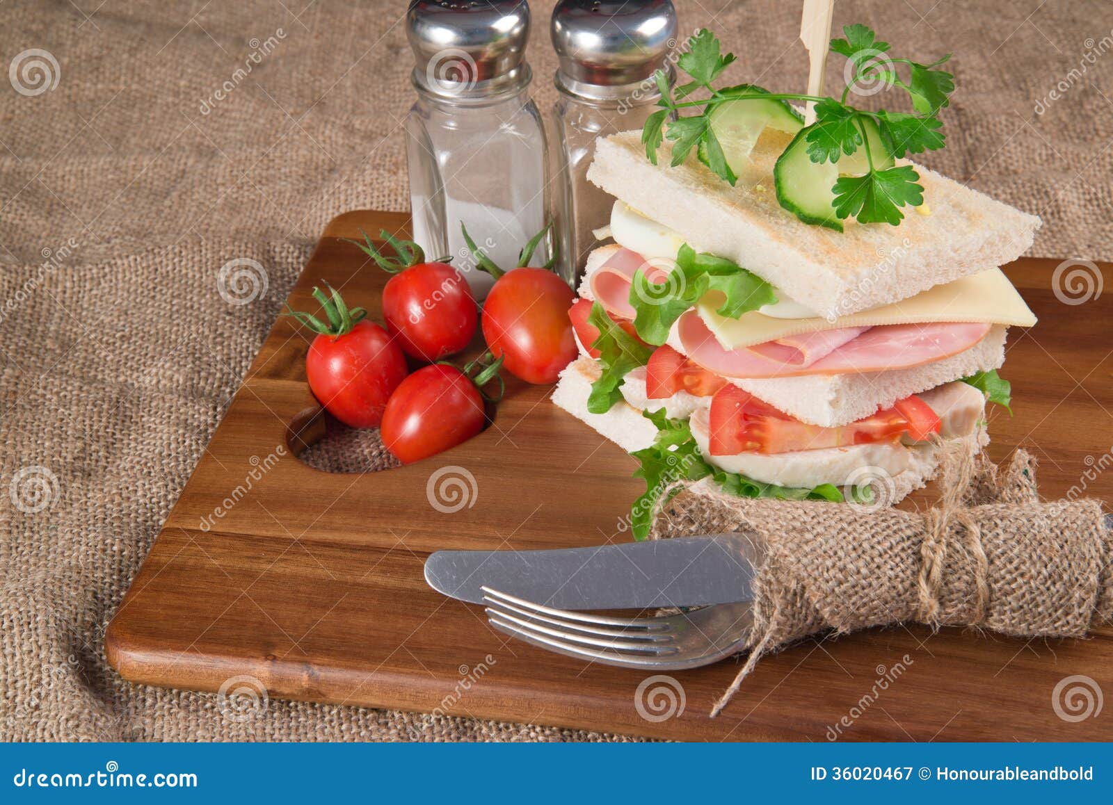 Fresh Club Sandwich in Rustic Kitchen Setting Stock Image - Image of ...