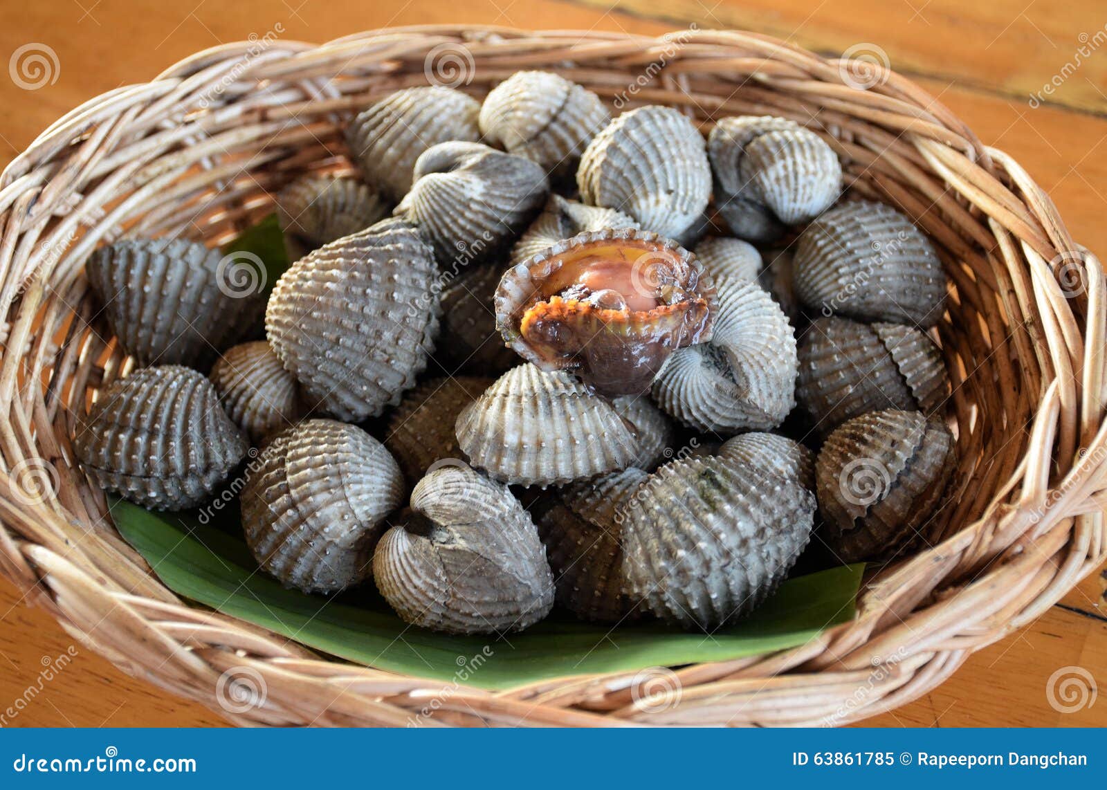 Fresh Cockles Casually Placed on a Wicker Basket Stock Image - Image of ...