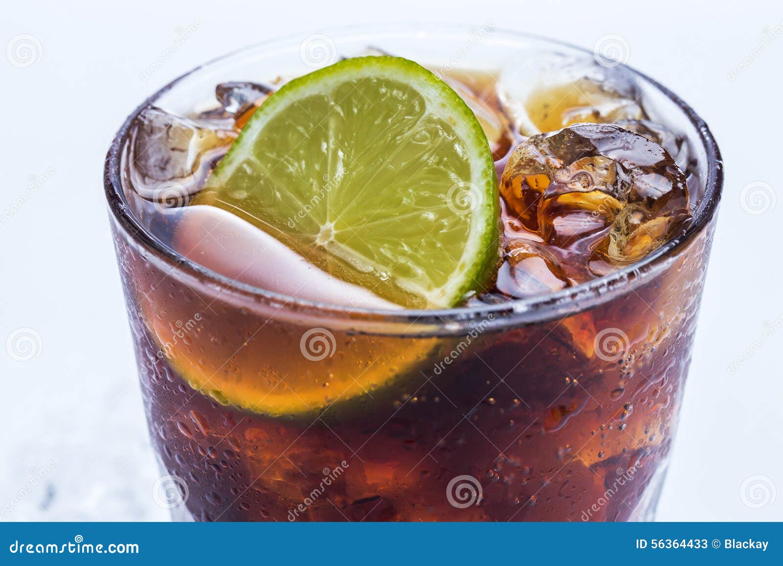 Fresh Cocktail with Cola Drink and Lime Stock Image - Image of lemon ...