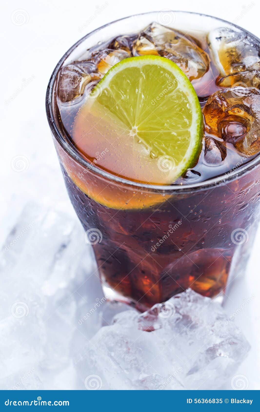 Fresh Cocktail with Cola Drink and Lime Stock Image - Image of cube ...