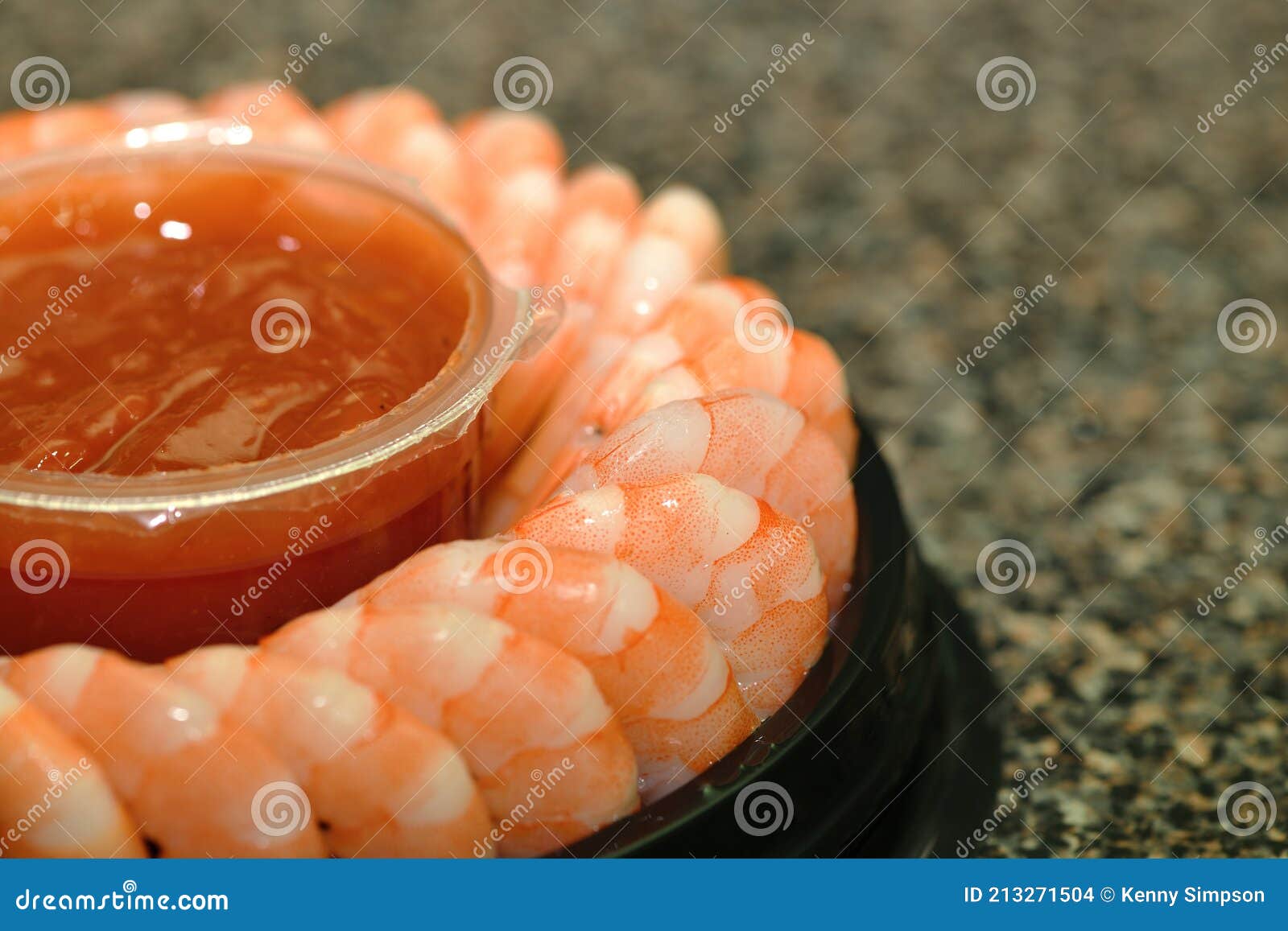 Fresh Cocktail Shrimp in a Shrimp Cocktail Serving Plate with Shrimp ...