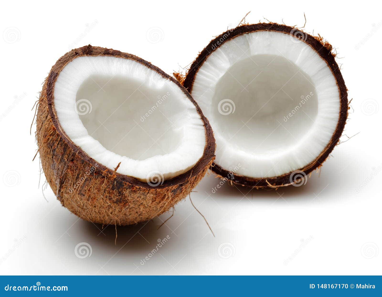 Fresh Coconut Broken in Half Isolated Stock Photo - Image of milk, food ...