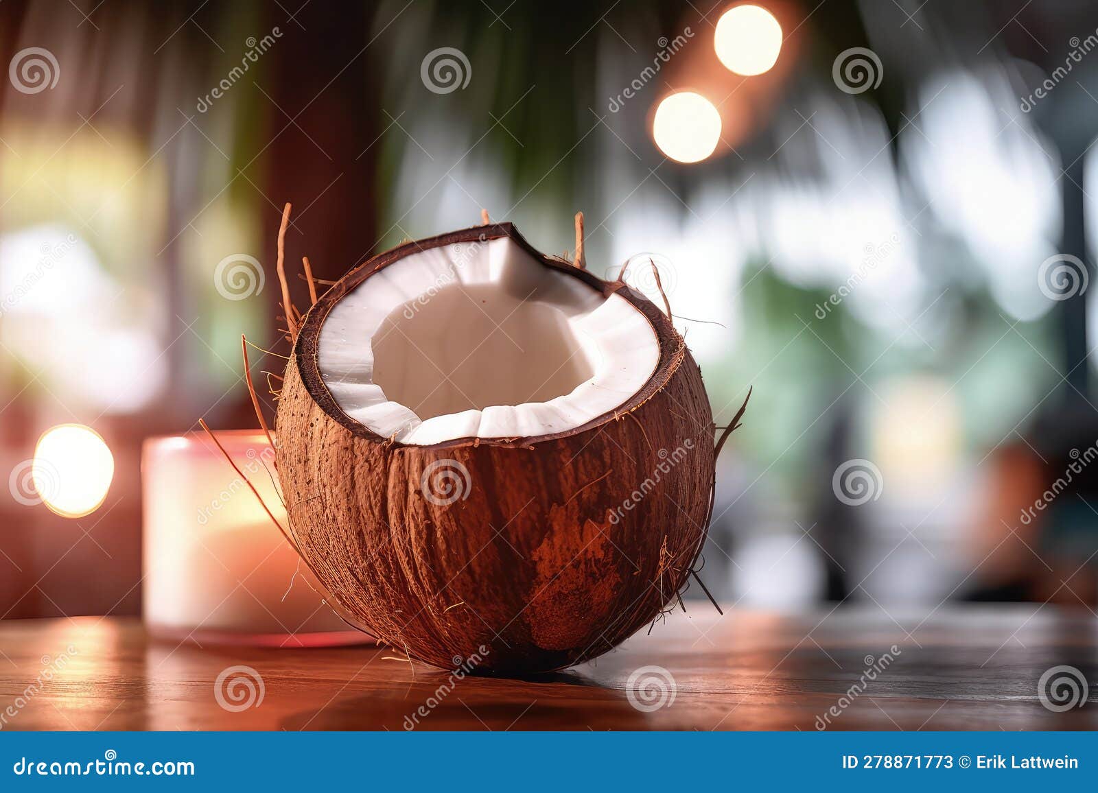 Fresh Coconut in a Close-up Shot, Macro Shot - Made with Generative AI ...