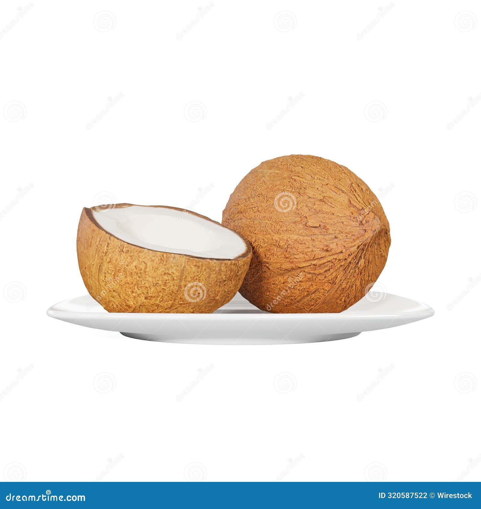 Fresh Coconut Cut Open and Placed in a Bowl Stock Photo - Image of ...