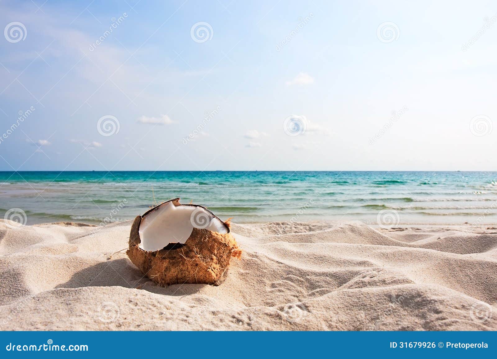 Fresh Coconut on Sand Beach Stock Photo - Image of food, relax: 31679926