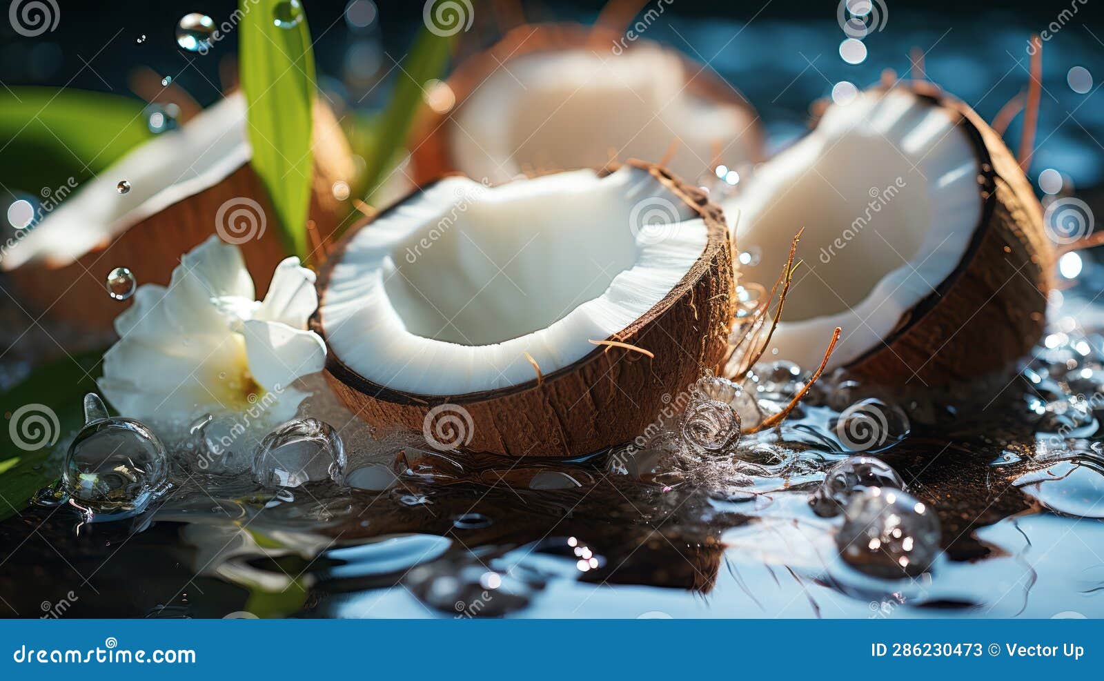 Fresh Coconuts Background Adorned with Glistening Drop. Generative AI ...