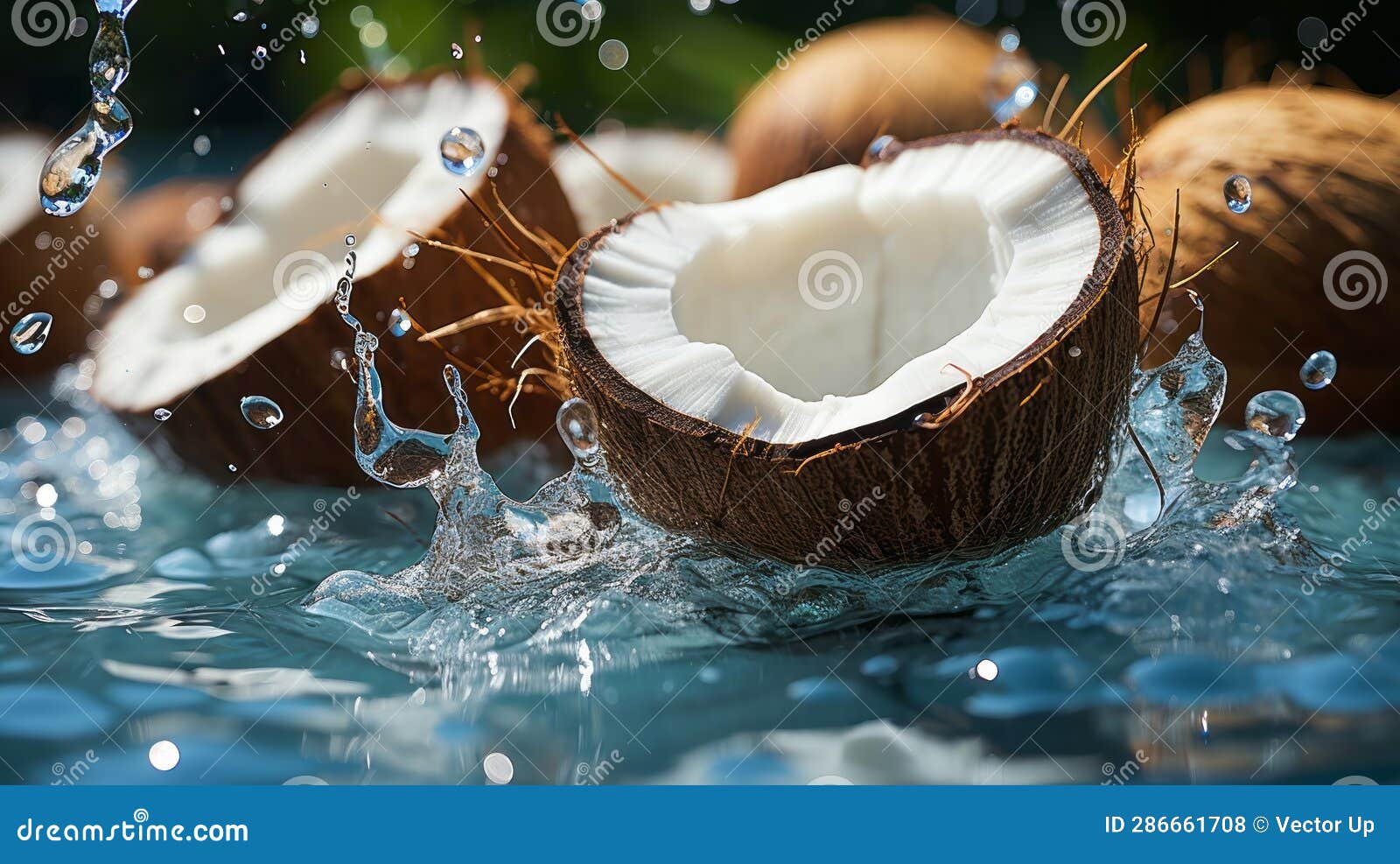 Fresh Coconuts Background Adorned with Glistening Drop. Generative AI ...