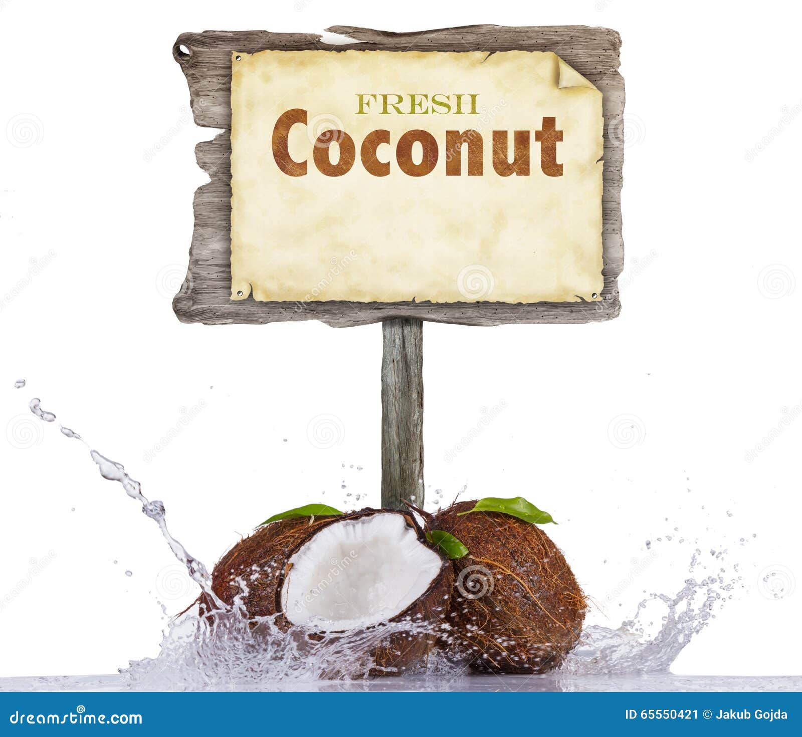 Fresh Coconuts in Water Splash on White Background Stock Image - Image ...