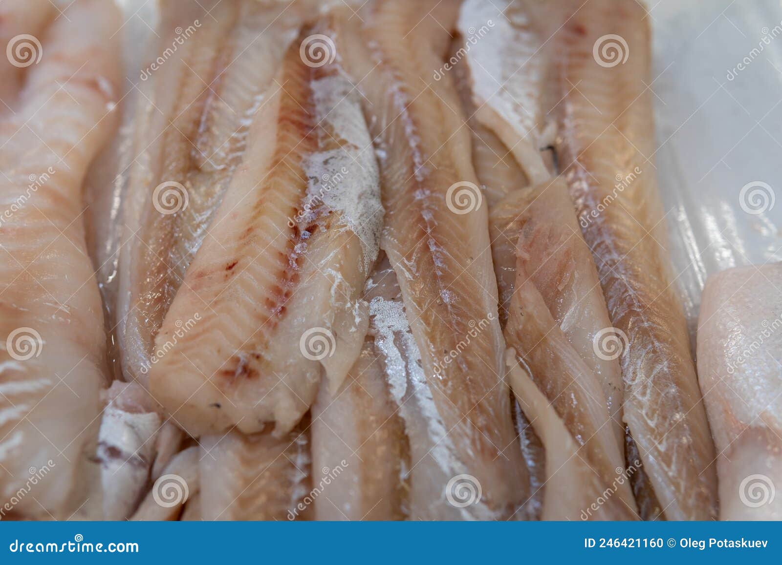Fresh Cod Fillet Lying on Ice in a Supermarket Stock Photo - Image of ...